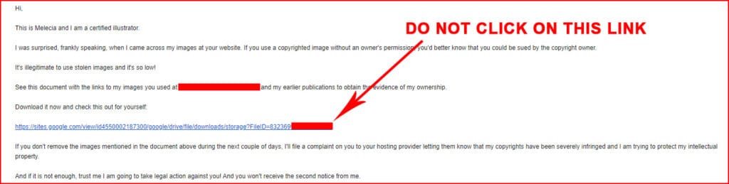 COPYRIGHT INFRINGEMENT EMAIL SCAM - Quik Website Design and Consulting Inc.